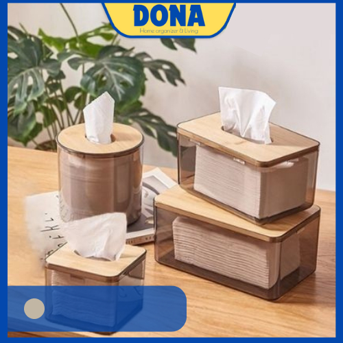 Jual Kotak Tisu Tissue Box Elegan dengan Tutup Kayu / Organizer Meja ...