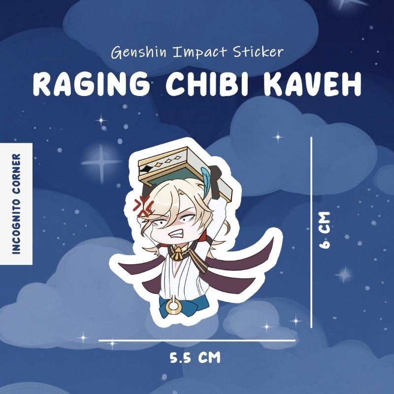 Jual Stiker Glitter Vinyl_Sticker Kaveh Genshin Impact_Angry Chibi ...