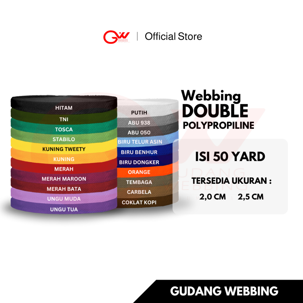 Jual Tali Webbing Double (Tali Webbing Tubular) - AA Dobel 2,0 cm Grade ...