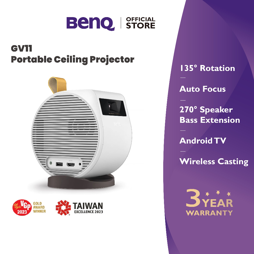 Jual BenQ GV11 LED Portable Projector Free Angle Projection Android TV | Shopee Indonesia