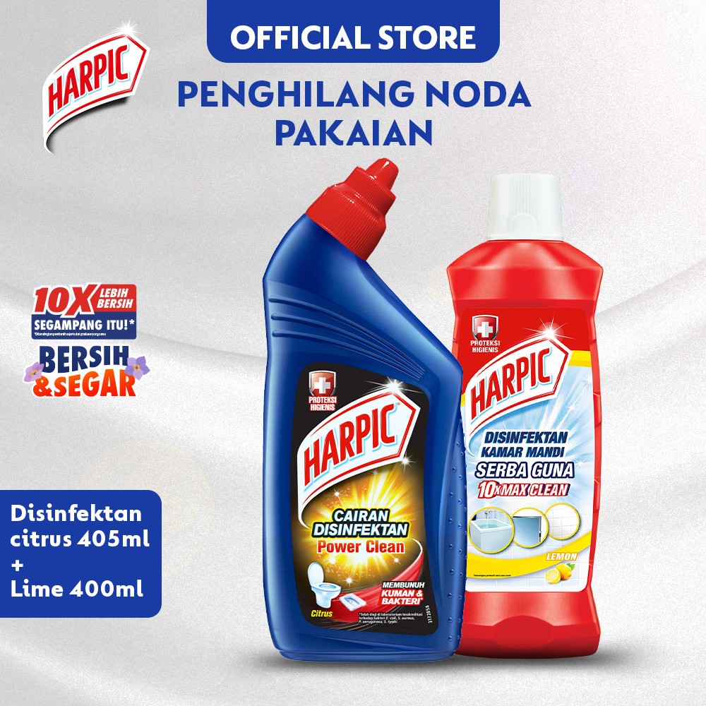 Jual Harpic Stain Blaster Citrus 405 mL + Harpic Bathroom Lime 400 mL ...