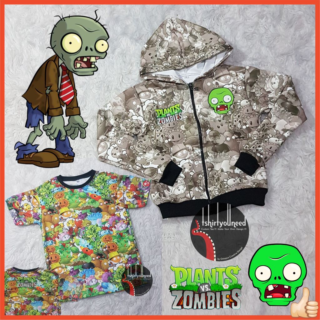 Jual Baju FULLPRINT Kaos Jaket Anak Dewasa Plants vs Zombies | Shopee ...