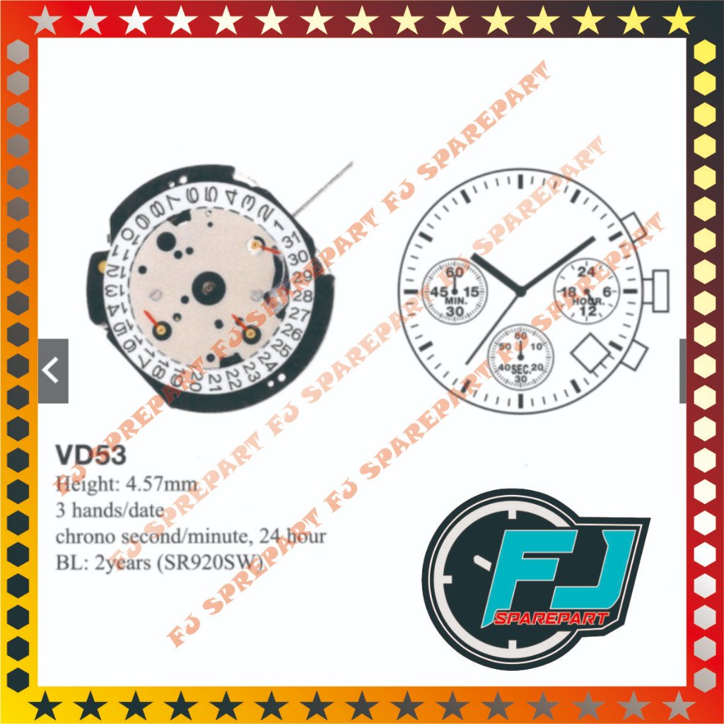Jual Mesin Jam Tangan VD53B VD 53 B Chronograph original | Shopee Indonesia