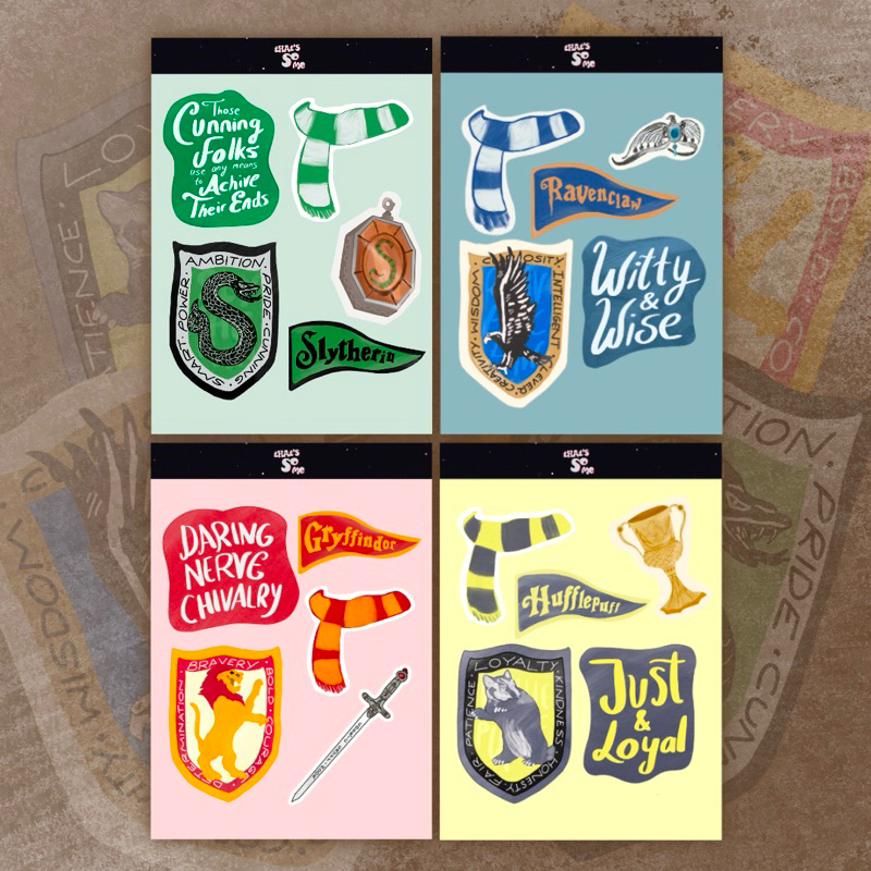 Jual Sticker Pack A6: Harry Potter Hogwarts Houses Gryffindor Slytherin ...