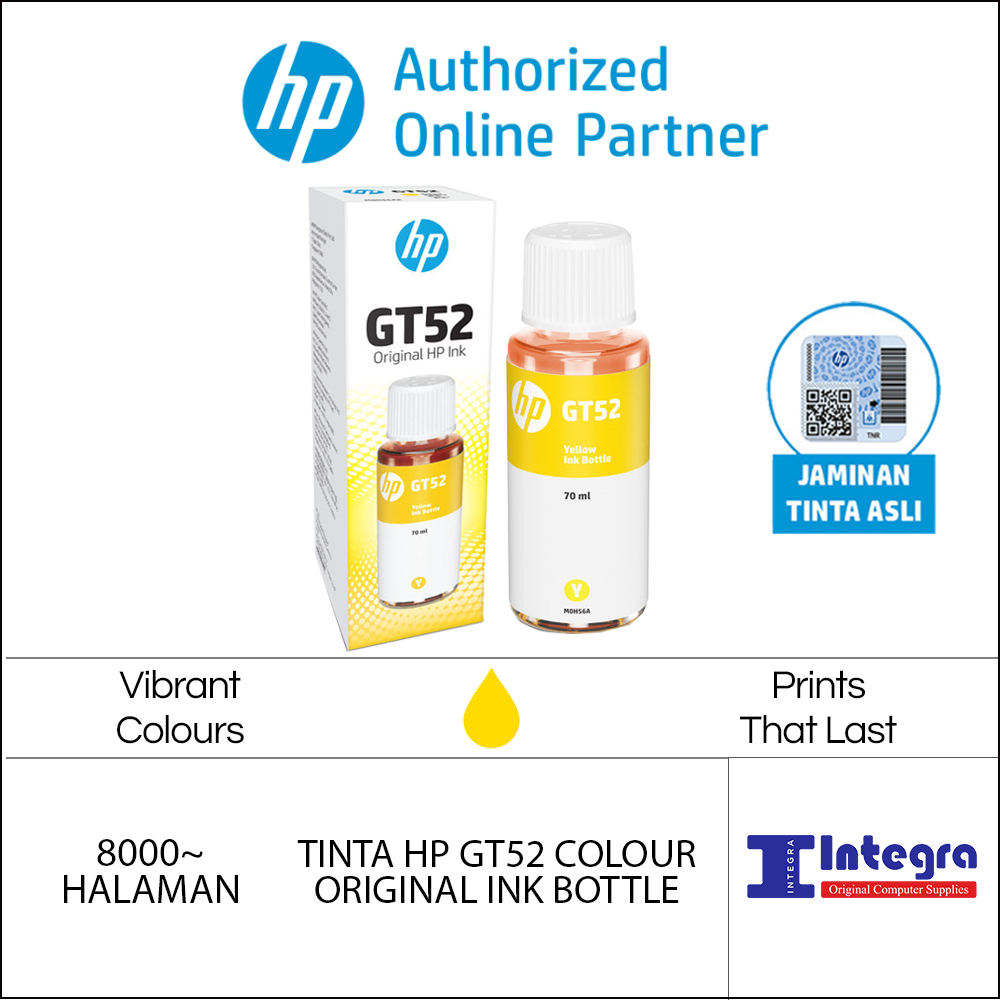 Jual Tinta HP GT 52 | GT52 Yellow Original Ink Bottle - M0H56AA for ...