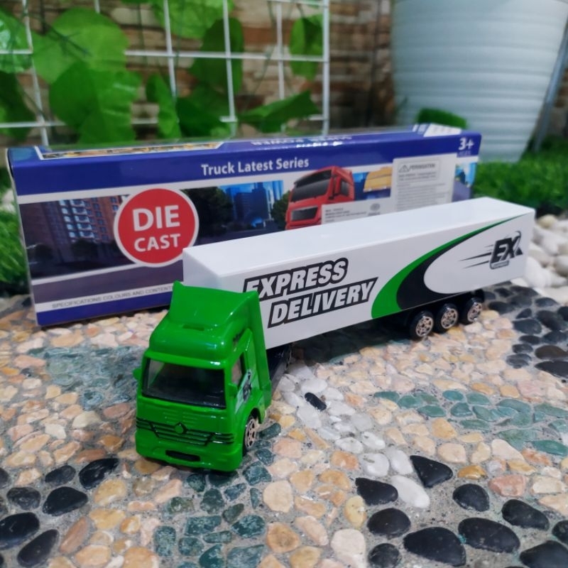 Jual diecast miniatur mainan mobil truk cargo kontainer metal heavy ...