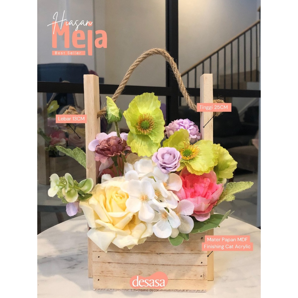 Jual BUNGA VAS TIMBA KAYU / HIASAN MEJA BUNGA / HIASAN MEJA CANTIK ...