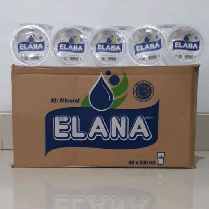 Jual AIR MINERAL/MINERAL WATER ELANA KEMASAN GELAS 200 ML 1 DUS ISI 48 ...