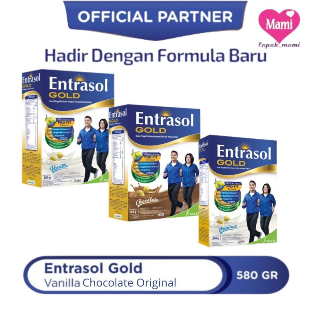 Jual Entrasol Gold Vanila Coklat 580g Original 340g Susu Tinggi Kalsium ...