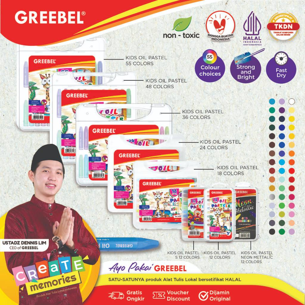Jual GREEBEL Crayon Krayon Kids Oil Pastel / Crayon Greebel / Krayon ...