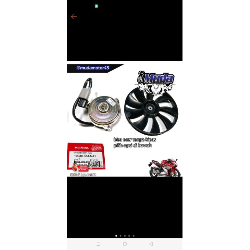 Jual kipas dinamo radiator cbr 250 thailand | Shopee Indonesia