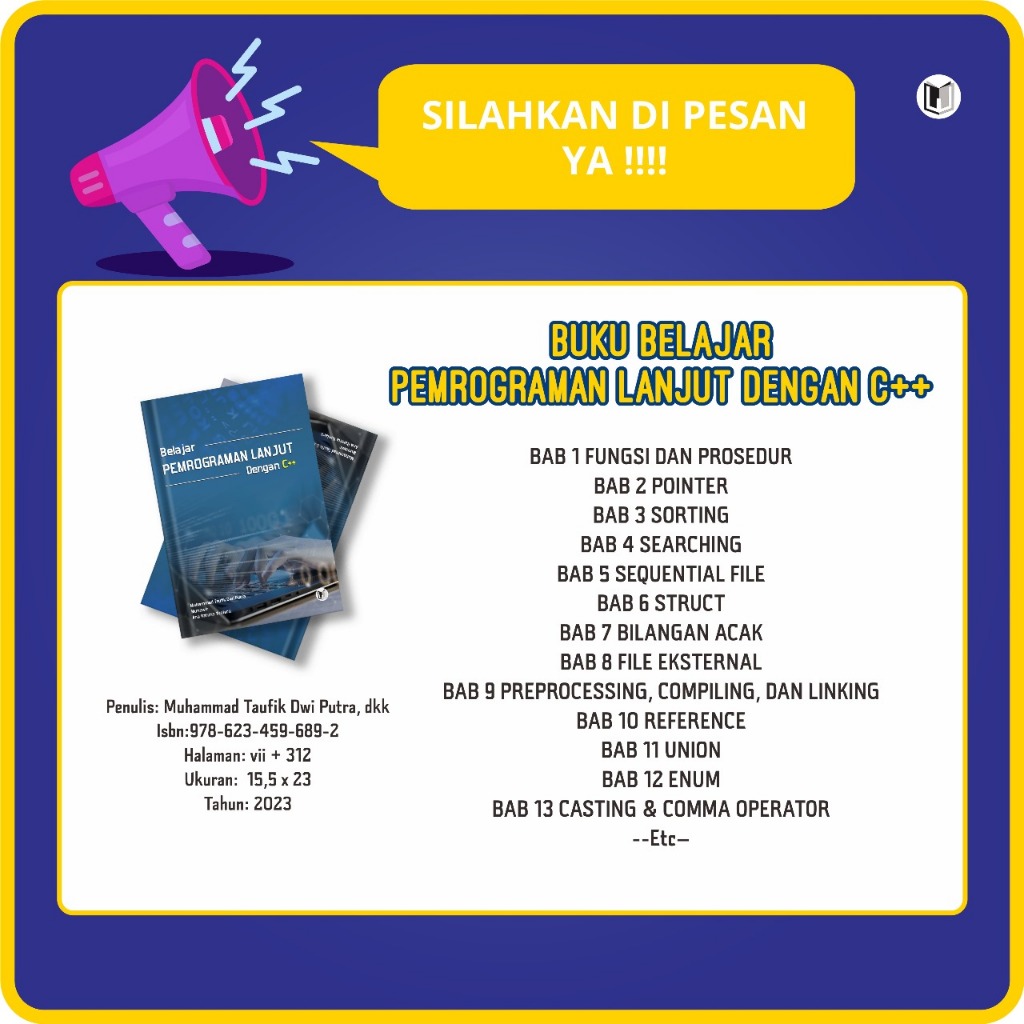 Jual BUKU BELAJAR PEMROGRAMAN LANJUT DENGAN C++ | Shopee Indonesia