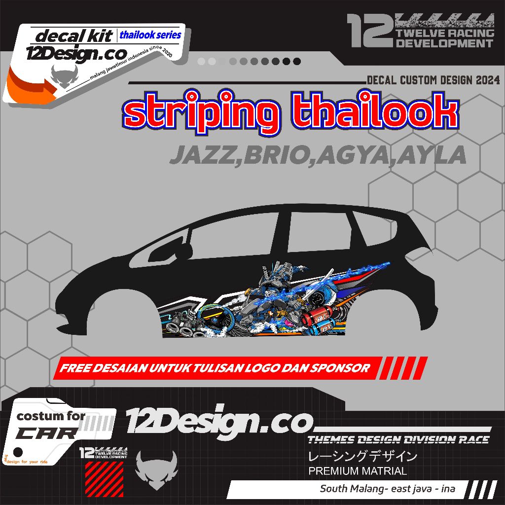 Jual STIKER DECAL MOBIL SPORT UPDATE DESAIN THAILOOK-STIKER DECAL SEMUA ...