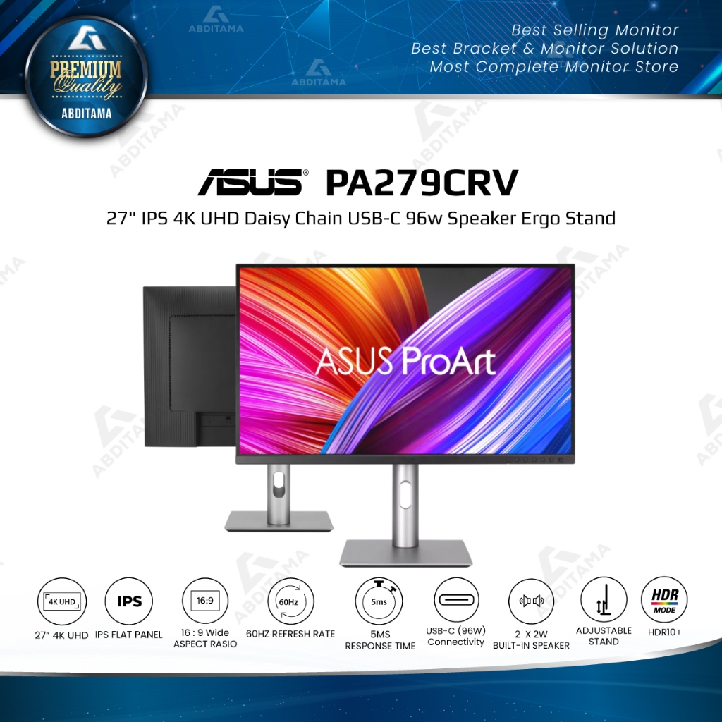 Jual Monitor Proffesional LED ASUS ProArt Display PA279CRV 27" IPS 4K UHD HDMI 2.0x2 DP 1.4x2 ...