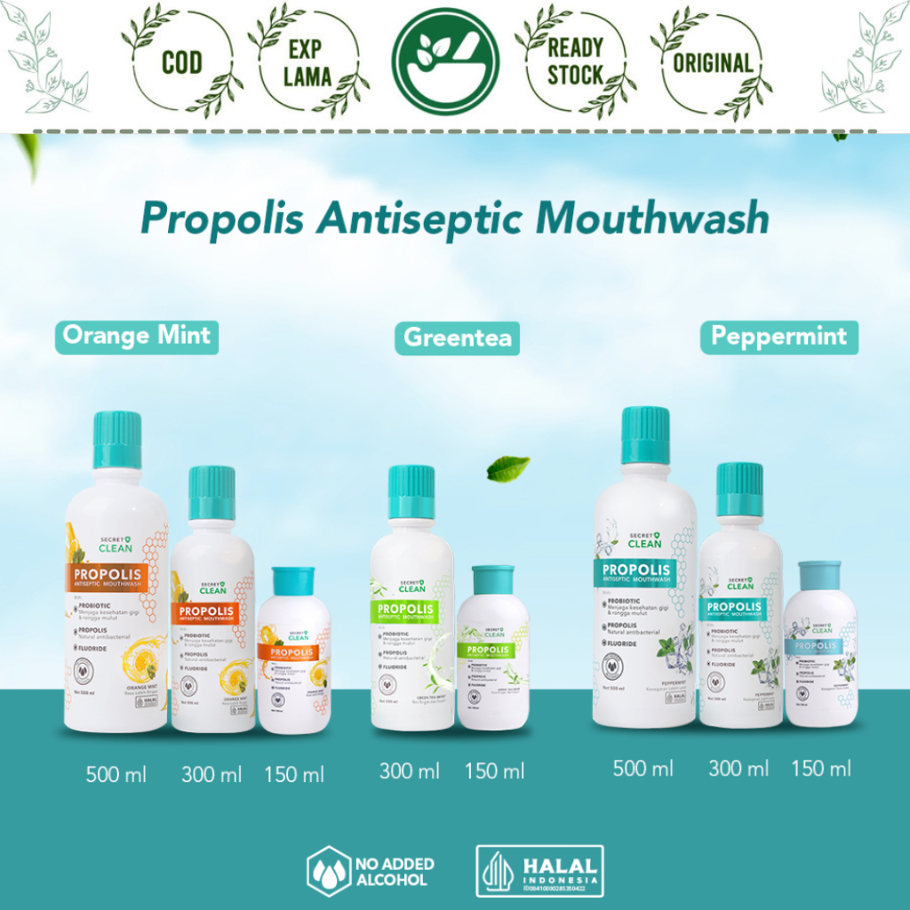 Jual SECRET CLEAN PROPOLIS ANTISEPTIC MOUTHWASH 150ML 500 ml OBAT KUMUR ...