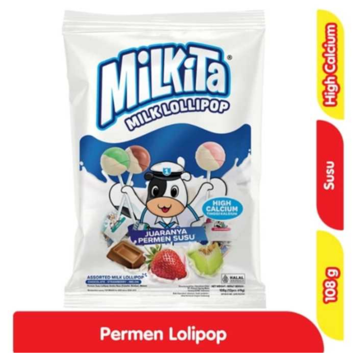 Jual Expire Date May 2026 Permen Milk Lollipop 108 g Milkita Milk Lollipop 108g ( 12 Pcs @9g ...