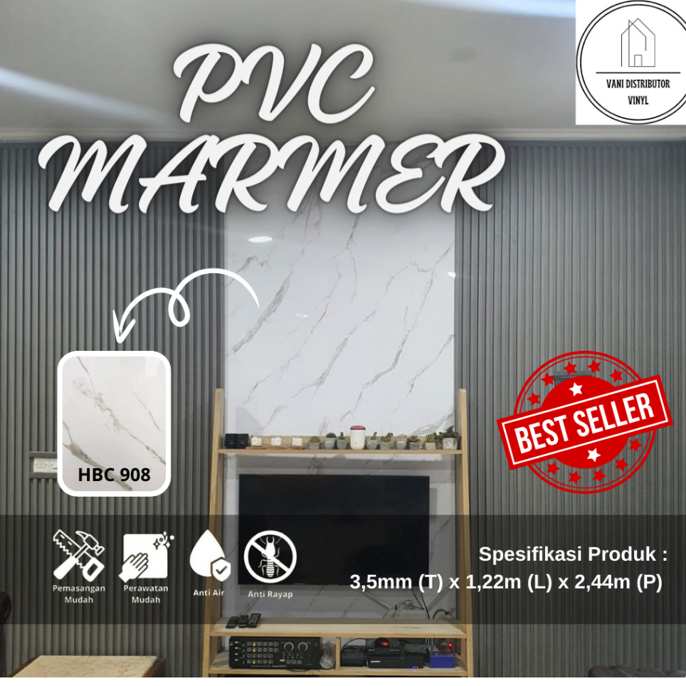 Jual PVC Marmer Dinding Panel HBC Tebal 3,5mm Tahan Air dan Rayap ...