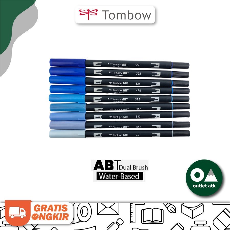 Jual Tombow ABT Dual Brush Pen - Blue Series (Biru) | Shopee Indonesia