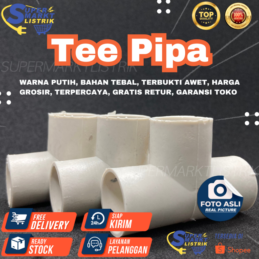 Jual GROSIR T Tee Pipa Socket Sambungan Pipa Pralon Listrik PVC 5/8 ...