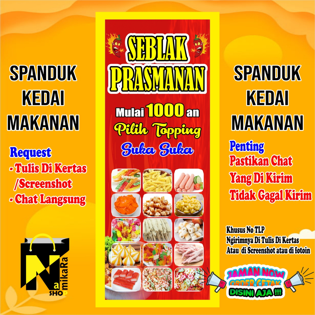 Jual Spanduk Banner Seblak Terbaru yang lagi Viral ukuran 1.6x0.6 M ...