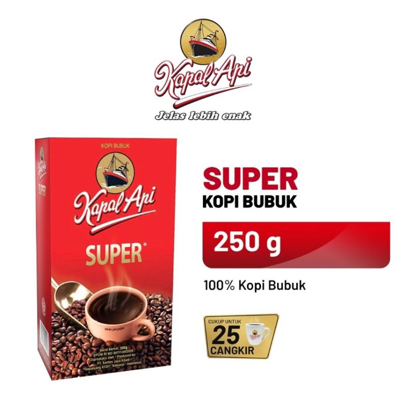 Jual Kapal Api SUPER - Bubuk Kopi 200 gram | Shopee Indonesia