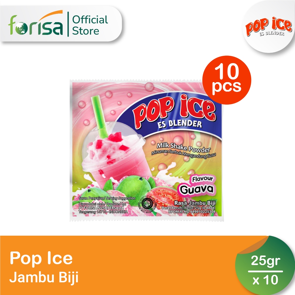 Jual Pop Ice Milk Shake Powder Rasa Jambu Biji 25 gr 10 Pcs | Shopee ...