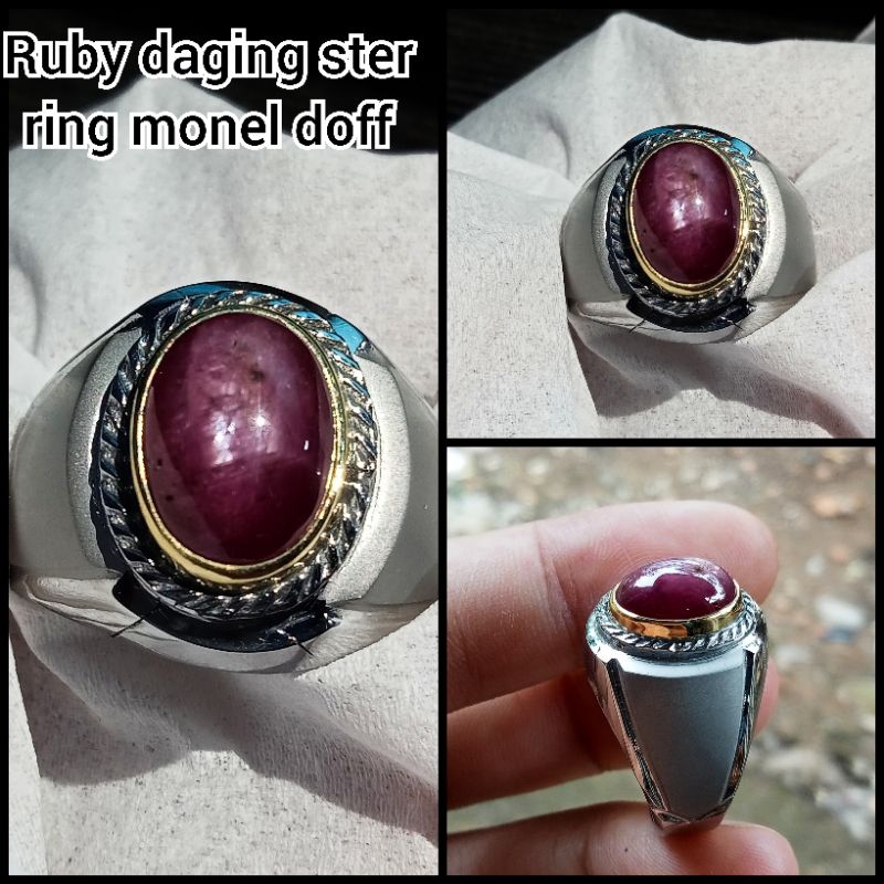 Jual cincin batu Ruby dagng ster pake ring monel dof | Shopee Indonesia