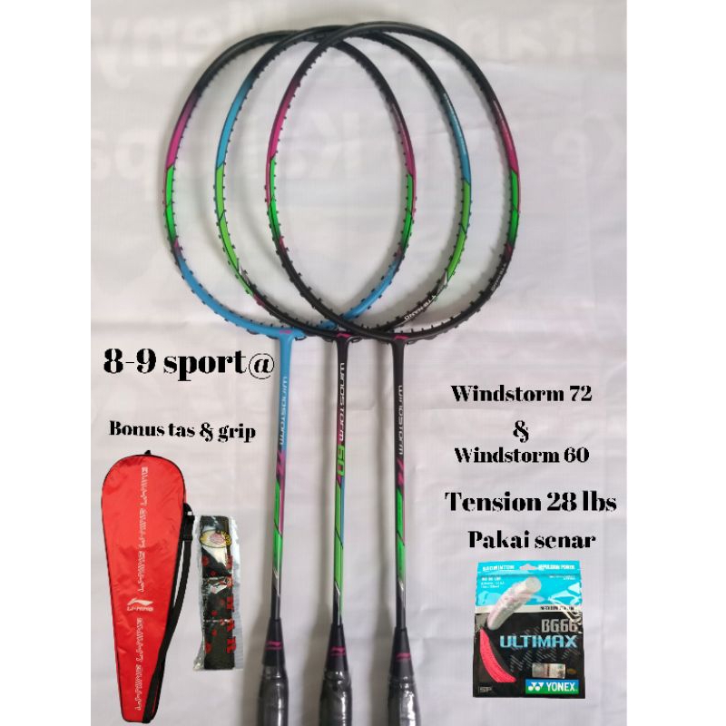 Jual raket badminton lining windstorm 72 raket li ning windstrom ...