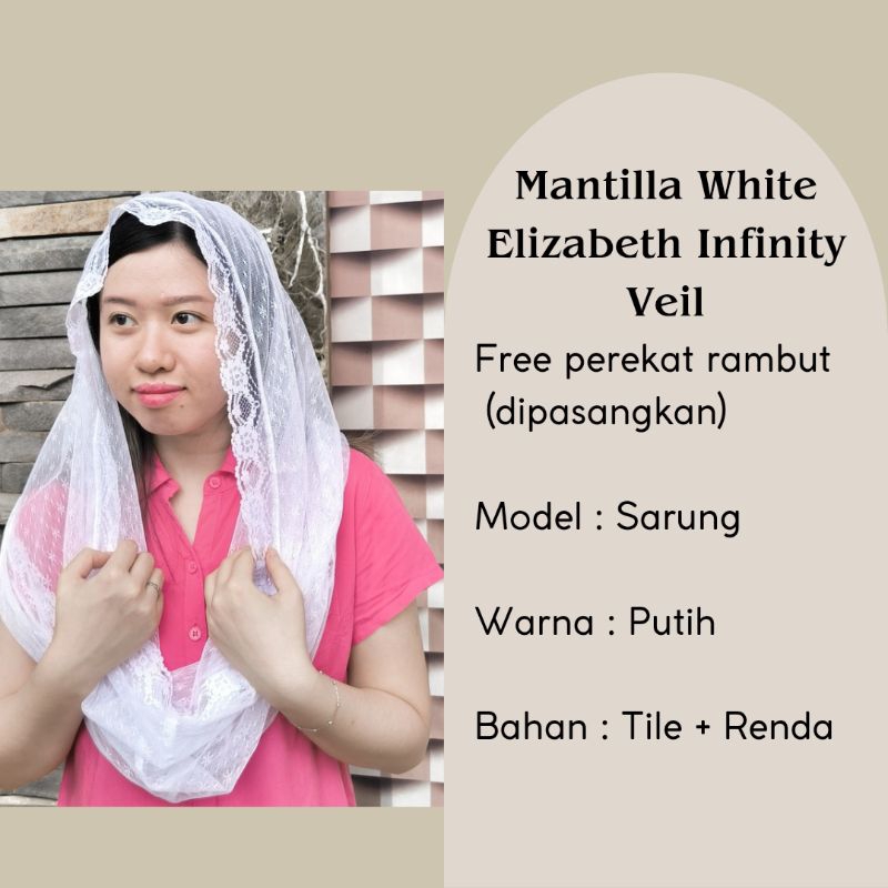 Jual Mantilla Mantila Kerudung Misa Church Veil White Elizabeth Infinity Veil | Shopee Indonesia