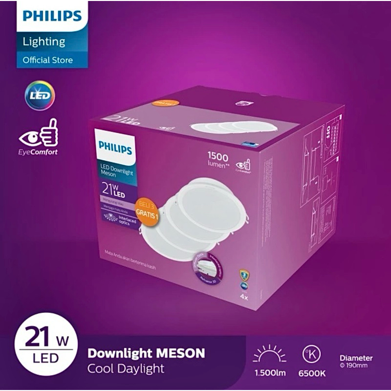 Jual PHILIPS Meson Multipack isi 4 bh 59469 - LED Downlight 21W 21Watt ...