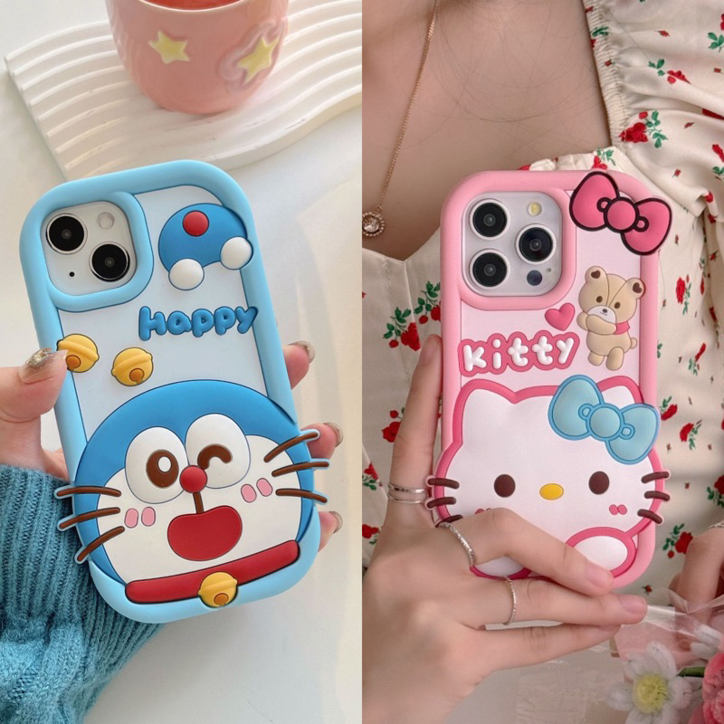 Jual DORAEMON & HELLO KITTY 3D CASE FOR IPHONE 11 - 15 PROMAX ...