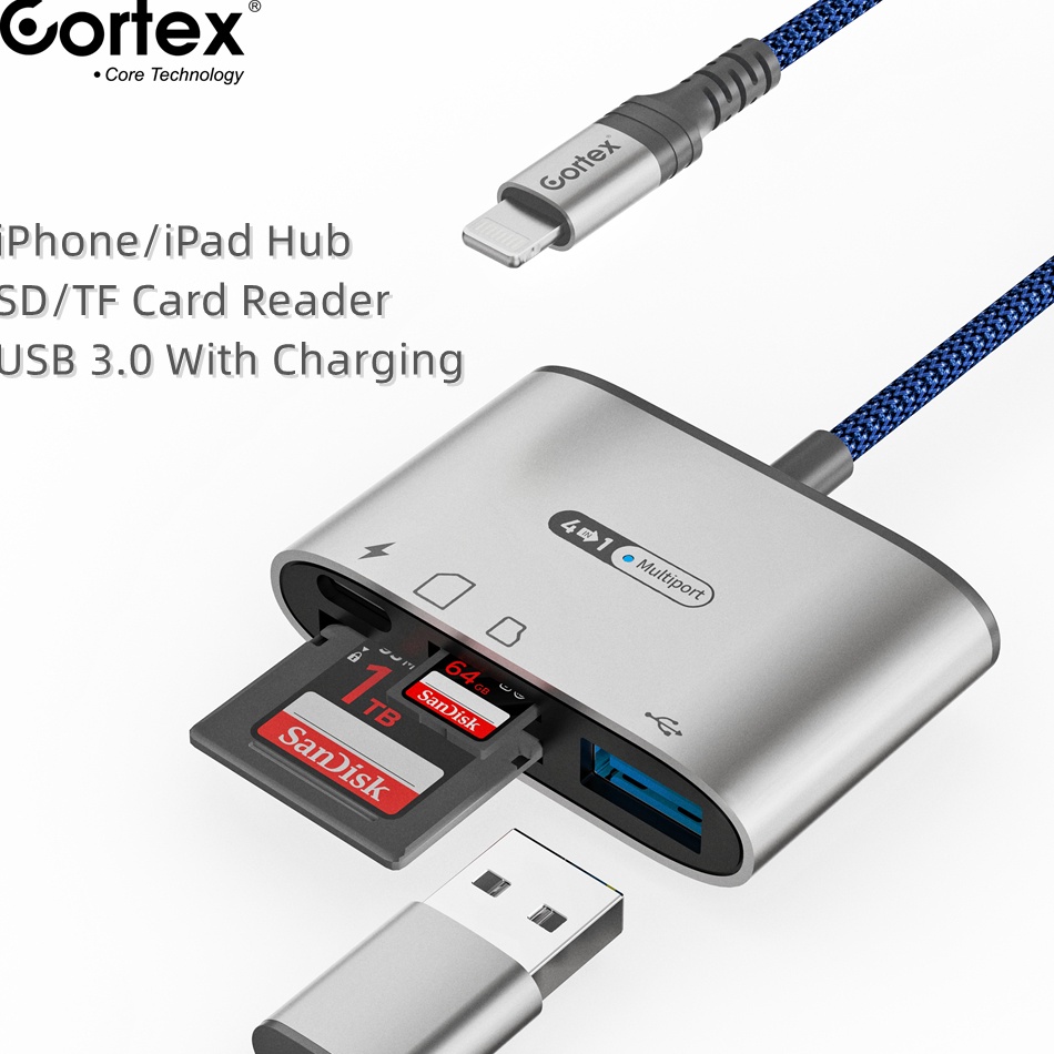 Jual Model Baru Cortex MH389 Lightning To SDTF Card USB3 4 in 1 OTG ...