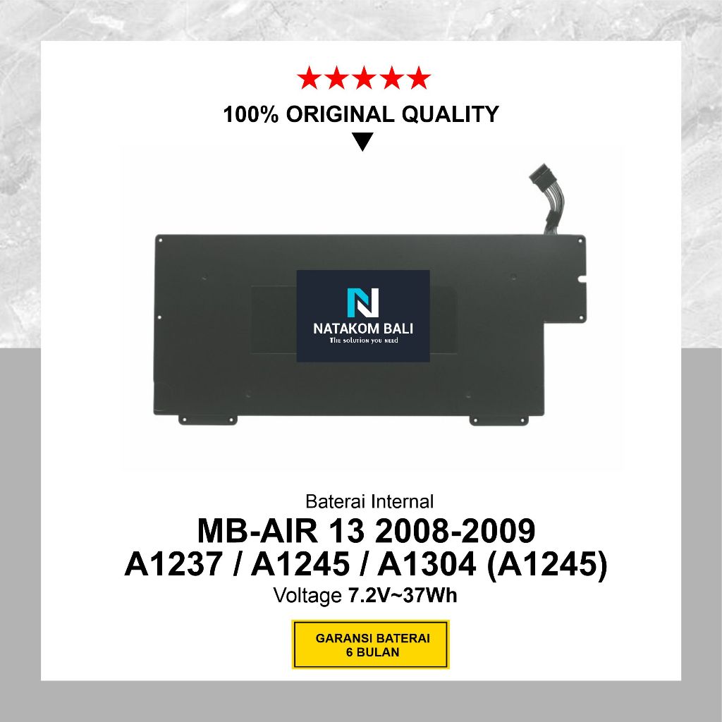 Jual BATERAI ORIGINAL MB AIR-13 2008-2009 A1237 A1245 A1304 (A1245 ...
