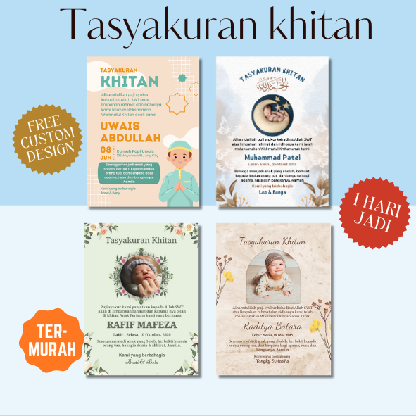 Jual Kartu tasyakuran khitanan anak, selametan sunatan, kartu ucapak ...