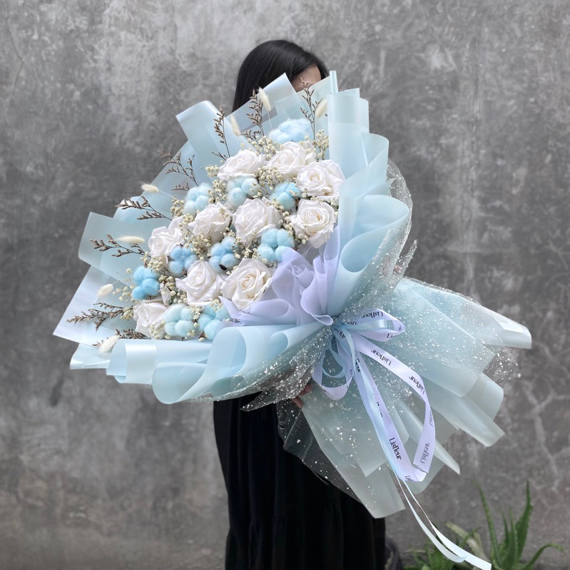 Jual Buket Besar Hunan size artificial kode GYURI blue (Buket Jumbo ...