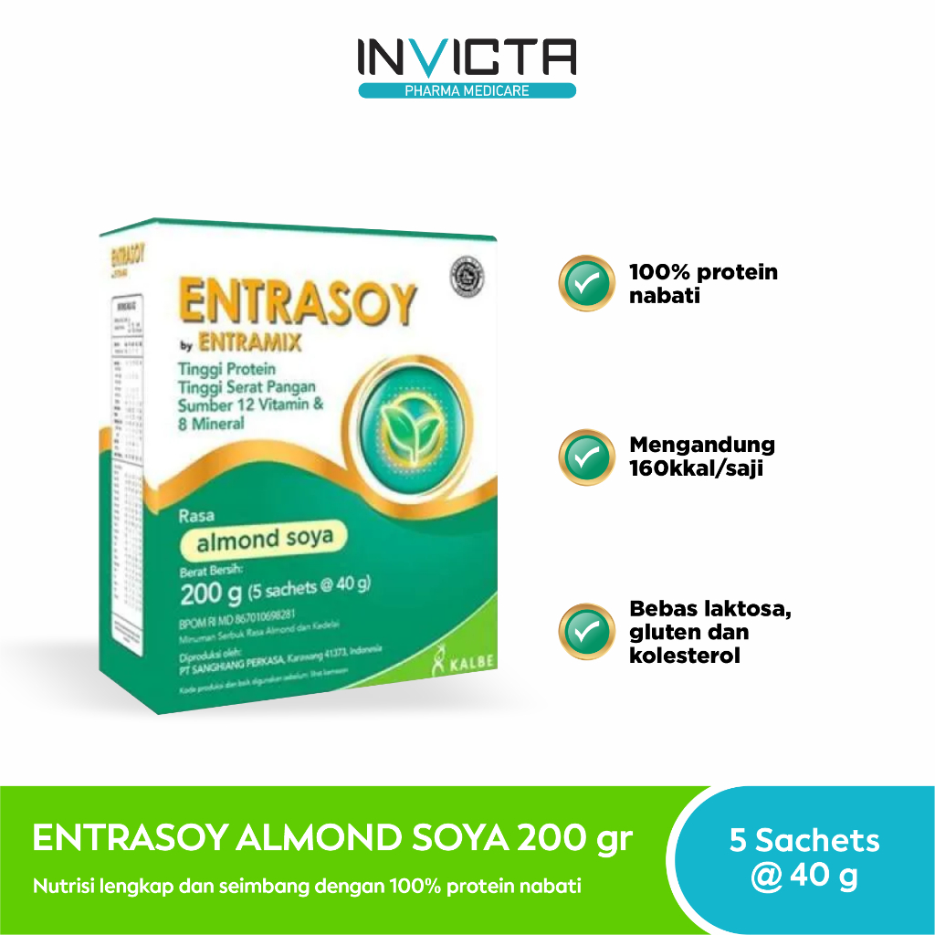 Jual Entrasoy Almond Soya Entramix (Susu Tinggi Protein Dewasa) - 200 ...