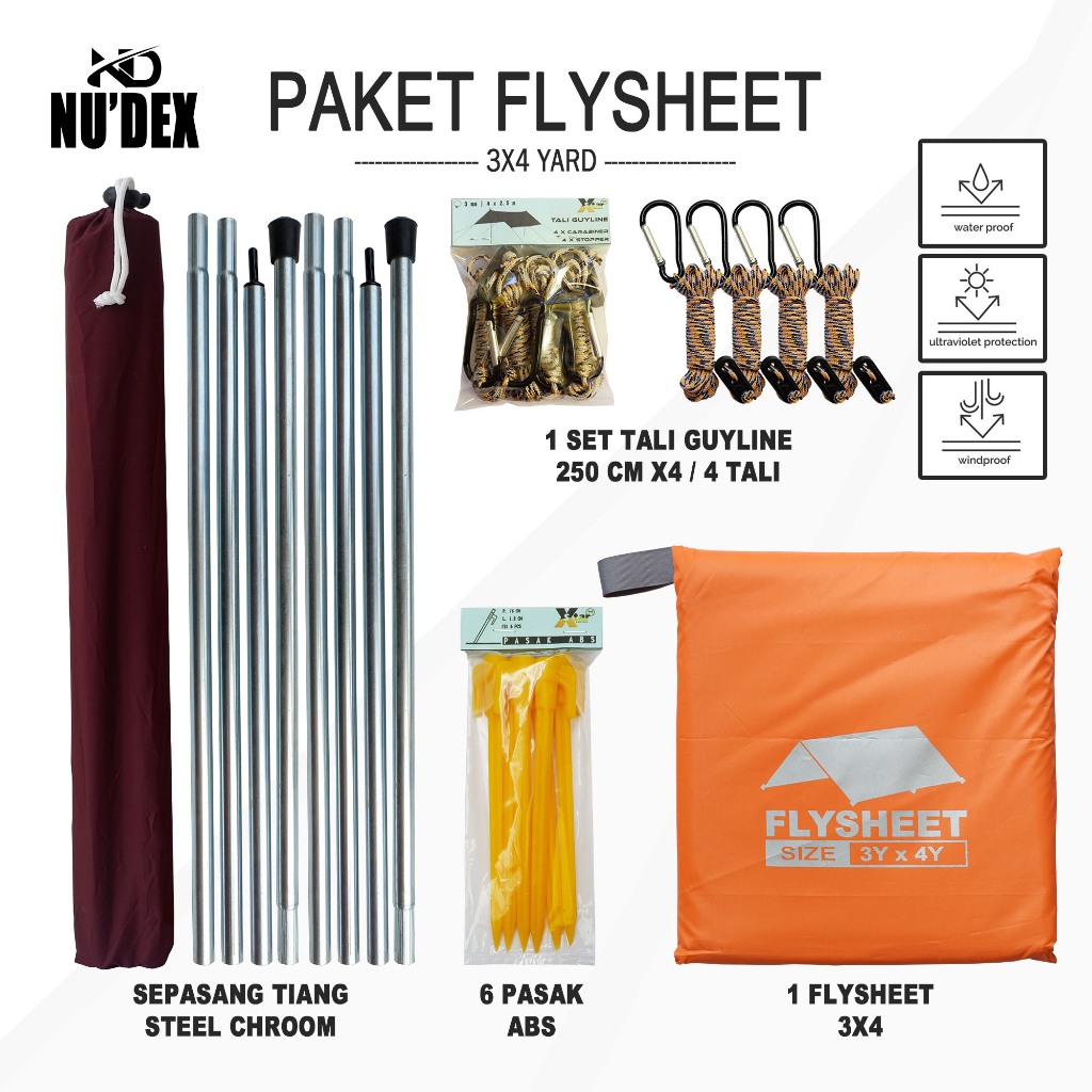 Jual paketan flysheet 3x4 incude tiang pasak tali paket lengkap ...