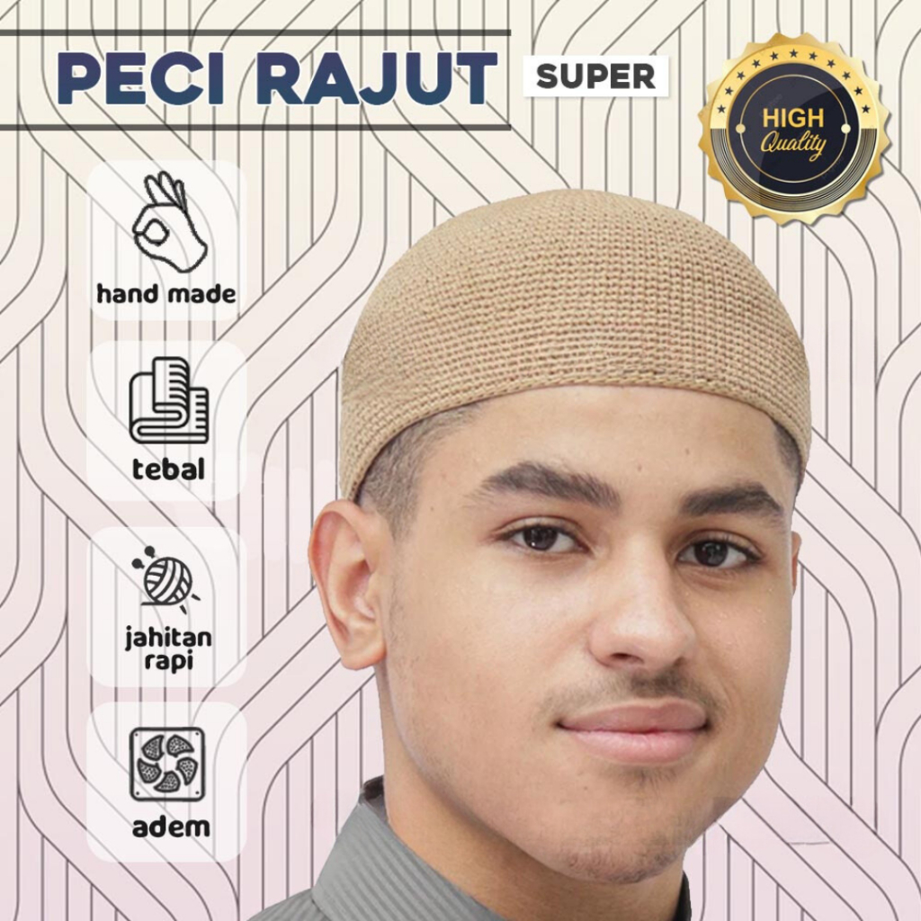 Jual Peci Rajut Super Tebal Premium Songkok Kopyah Topi Muslim ...