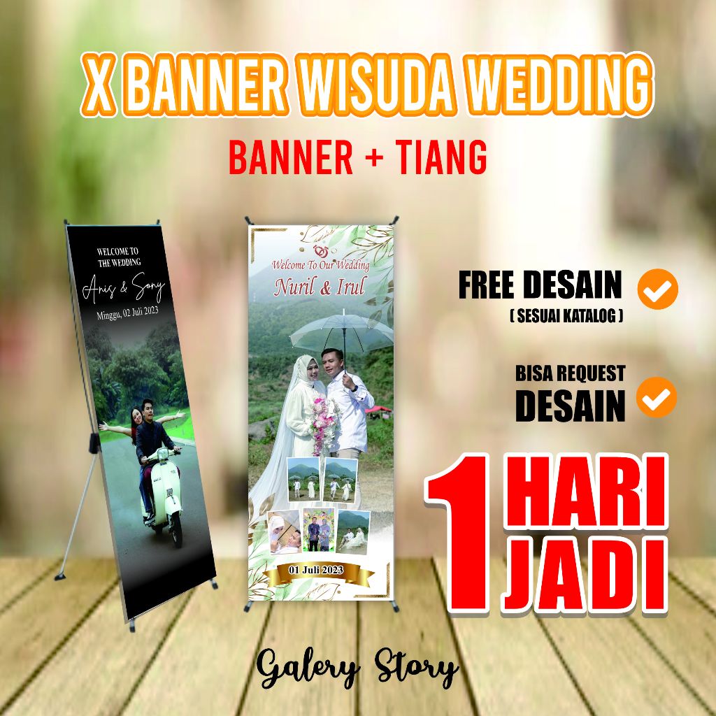 Jual Cetak X- Banner Wedding Pernikahan Engagement Print Banner + Tiang ...