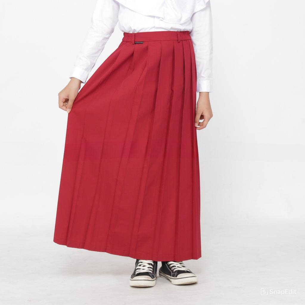 Jual Rok Panjang Sekolah SD Perempuan Seragam Sekolah SD MI Rok Panjang Rempel Lipit Merah ...
