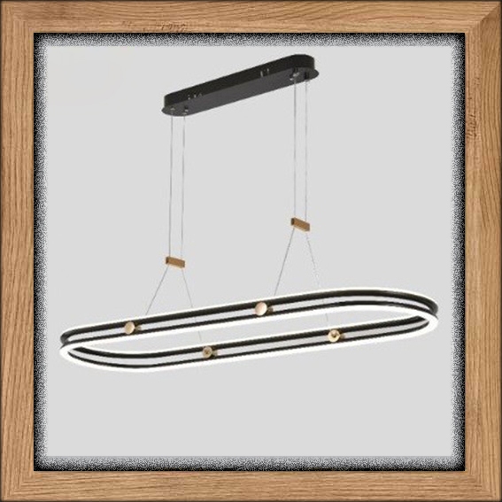 Jual lampu hias gantung led linear besi aluminium acrylic warna hitam ...