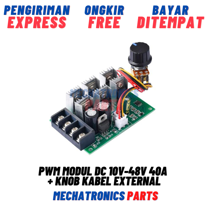 Jual PWM Modul DC 10V-48V 40A + Knob Kabel External Controller Speed Motor Dimmer Led | Shopee ...