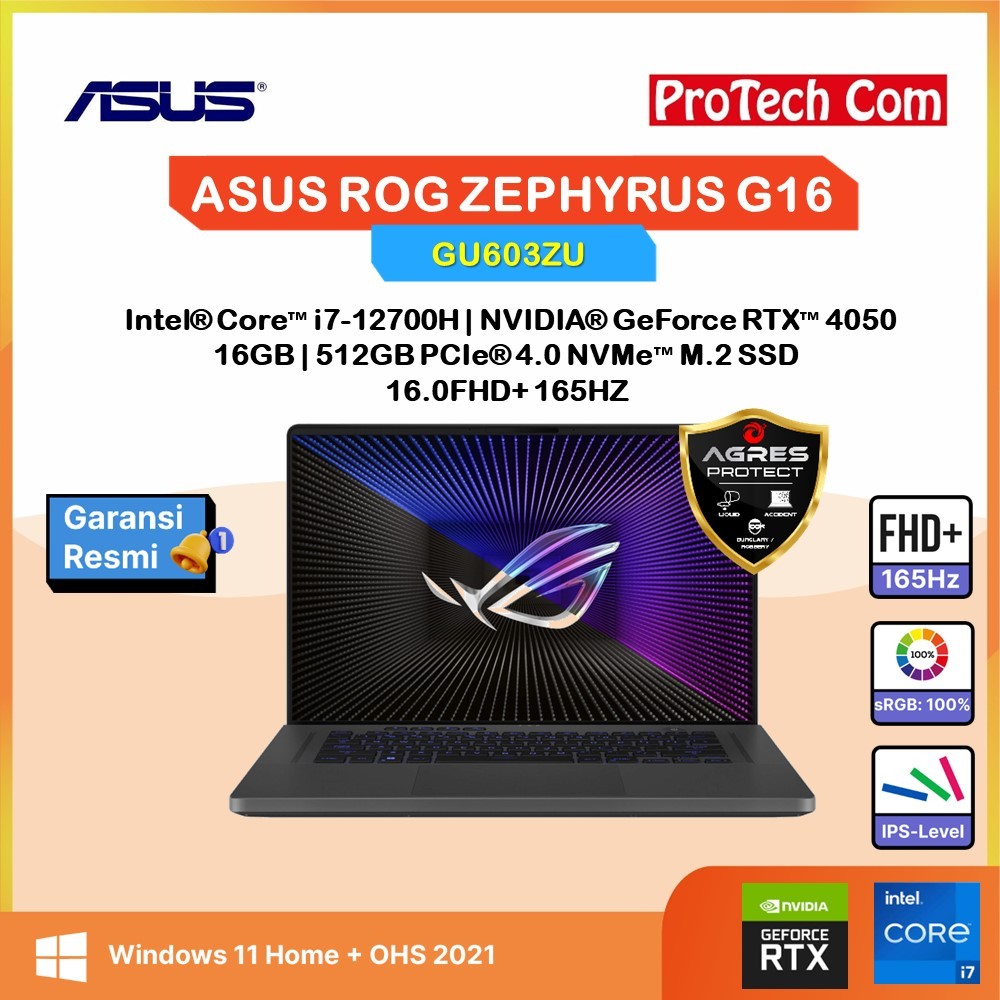 Jual ASUS ROG ZEPHYRUS G16 GU603ZU I7 12700H RTX4050 6GB/ 16GB 512GB ...