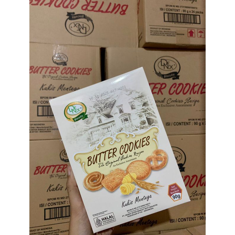 Jual Denex butter cookies 90g 1 karton isi 24 | Shopee Indonesia