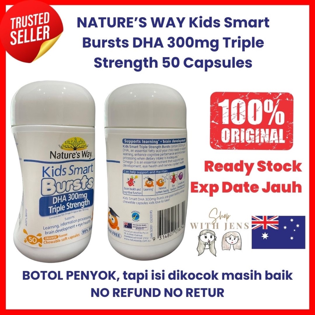 Jual Nature's Natures Way kids smart bursts DHA 300mg triple strength 50 Minyak Ikan Anak ...