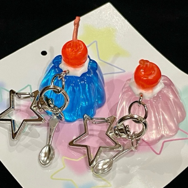 Jual pudding milkshake keychain transparan resin plastic keyring ...