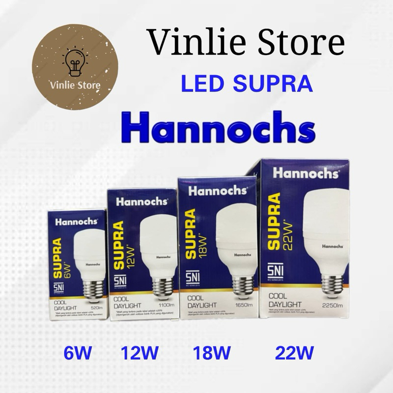 Jual LED Bohlam SUPRA Hannochs 6W 12W 18W 22W Cahaya Putih | Shopee Indonesia