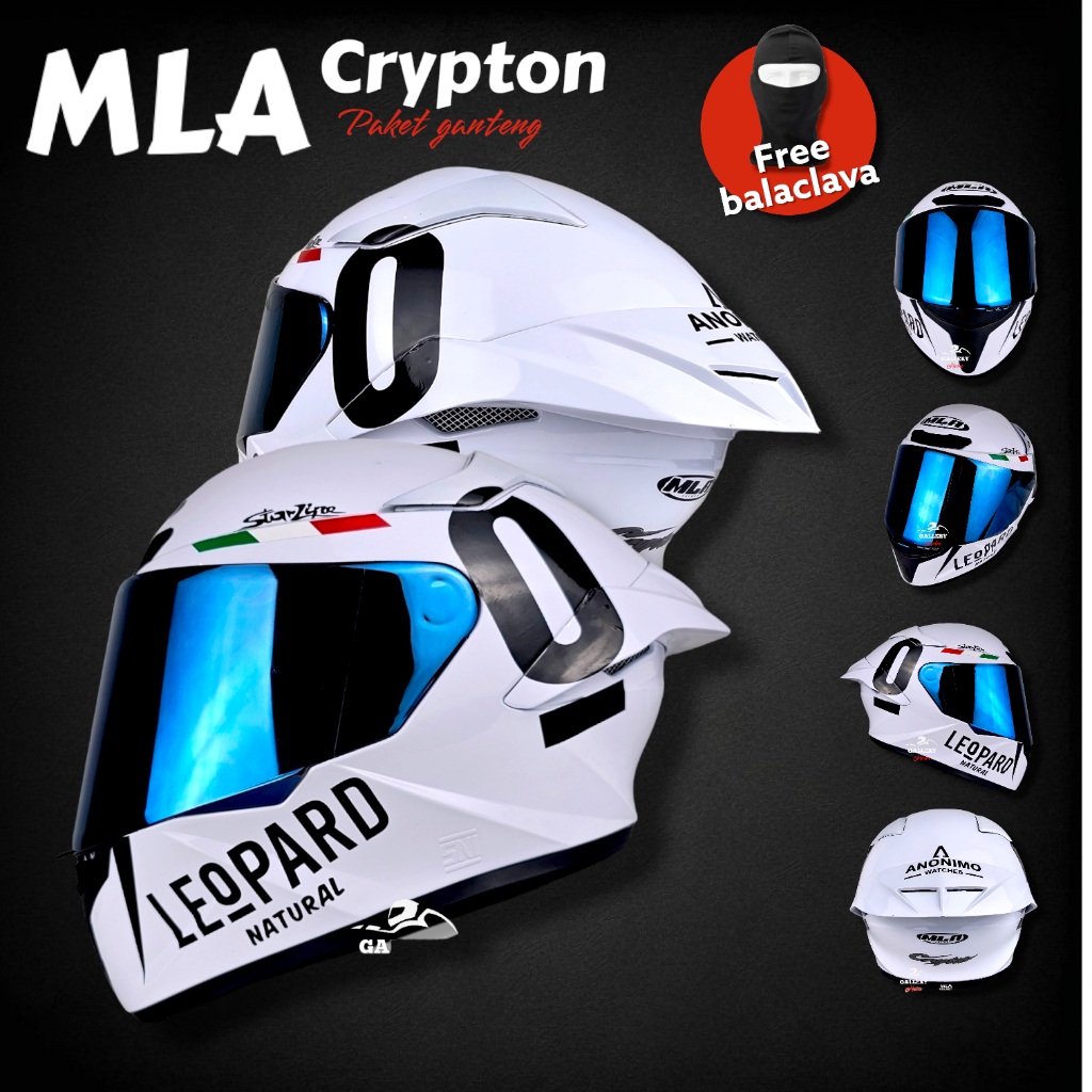 Jual Helm Full Face Mla Ttc Putih Paket Ganteng Leopard | Shopee Indonesia