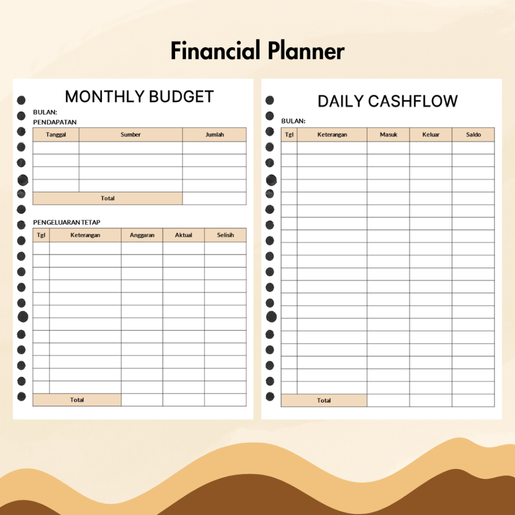 Jual Financial Planner Monthly Budget Daily Cashflow Loose Leaf Isi ...