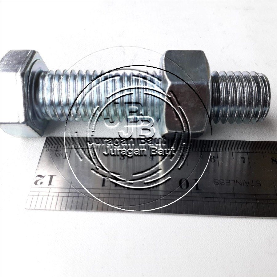 Jual BAUT MUR M18 X 75 PANJANG 7,5CM 7,5 CM KUNCI 27 75MM MM PUTIH BAUD ...